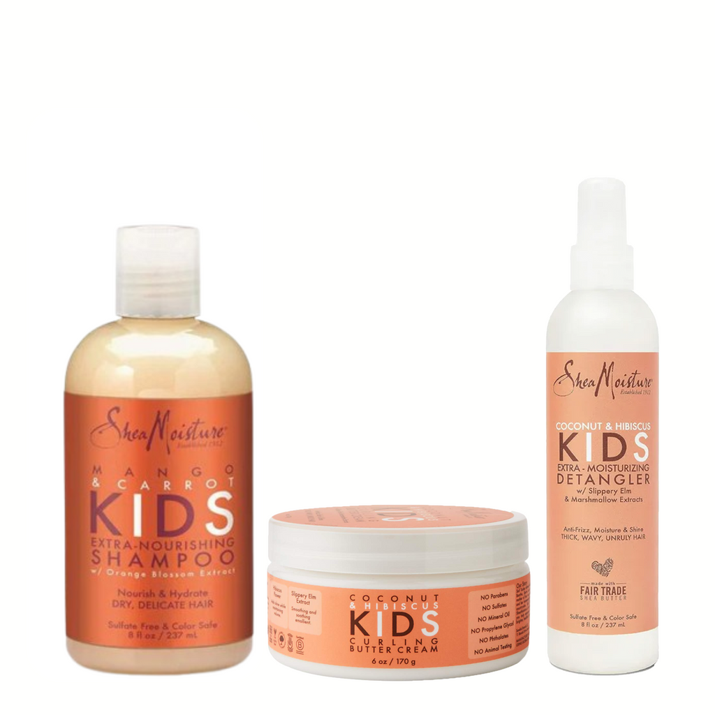 Shea Moisture Kids Curl Care Set – Nourishing Shampoo, Detangler & Curl ...